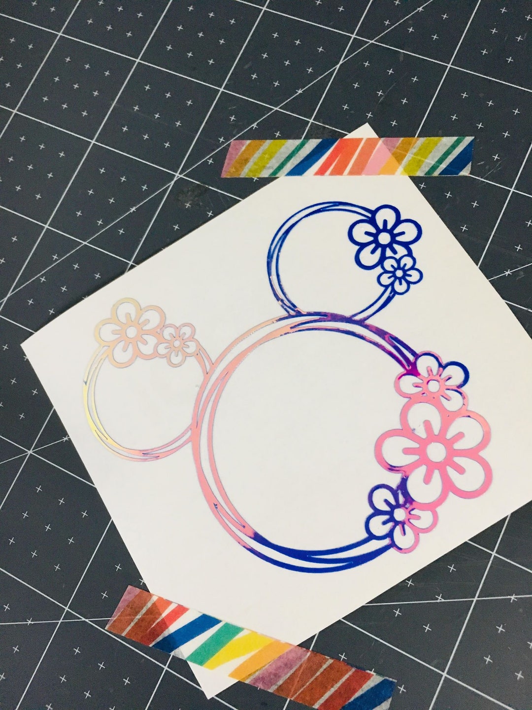 Floral Mickey Head Decal/disney Decal/sticker/laptop Decal/car Decal ...
