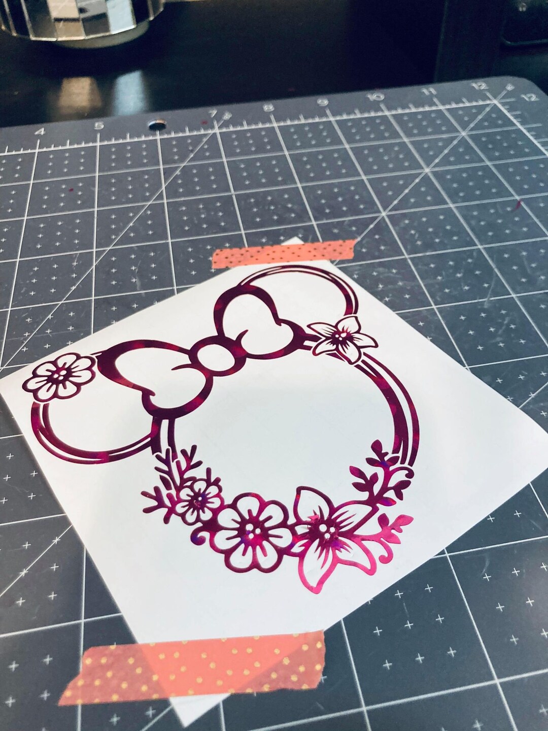 Floral Minnie Decal/custom Vinyl Sticker/vinyl Sticker/disney Decal - Etsy