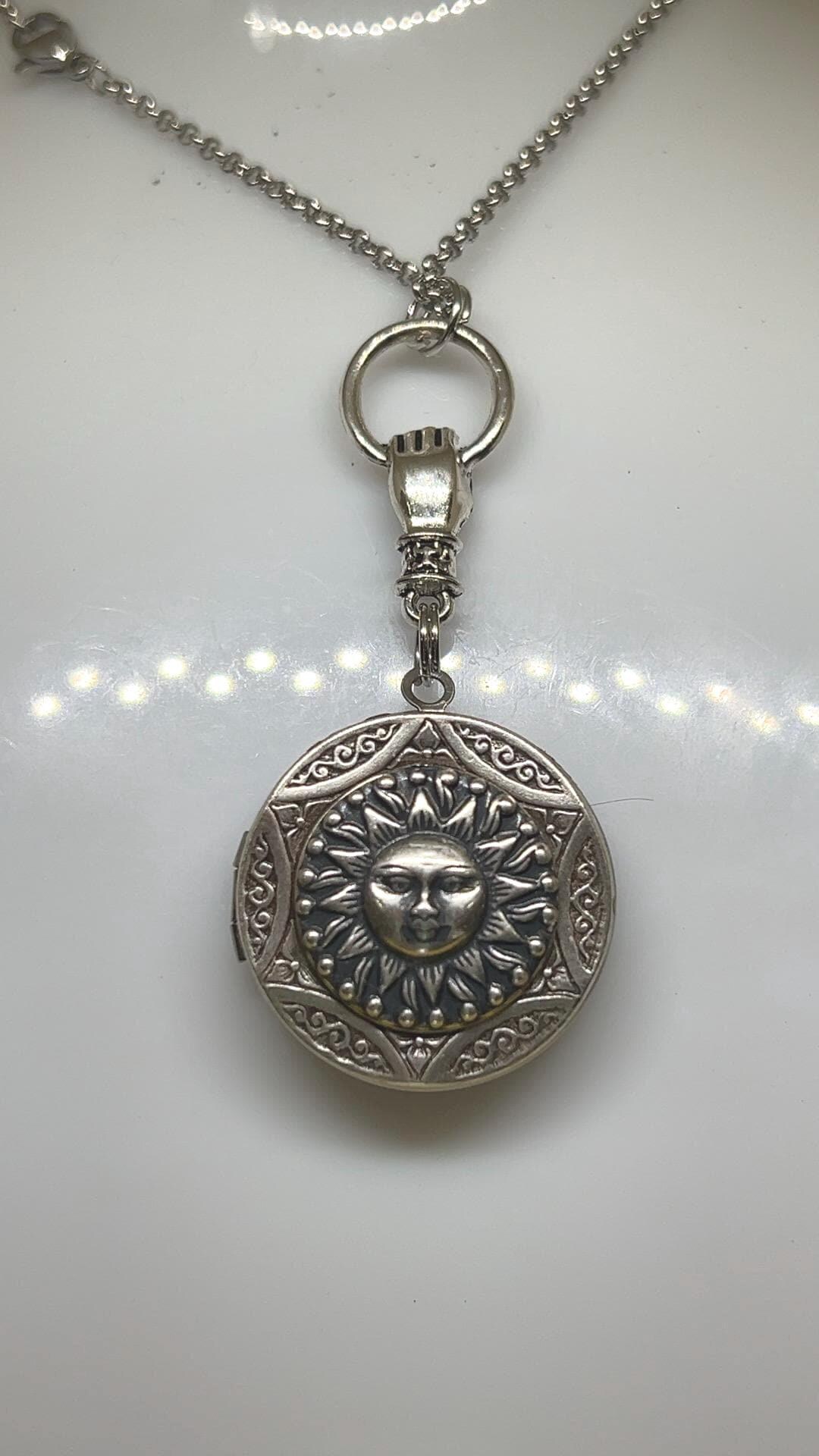 Sun Photo Locket, Gift for Her, Sun Lovers Necklace, Silver Tone ...