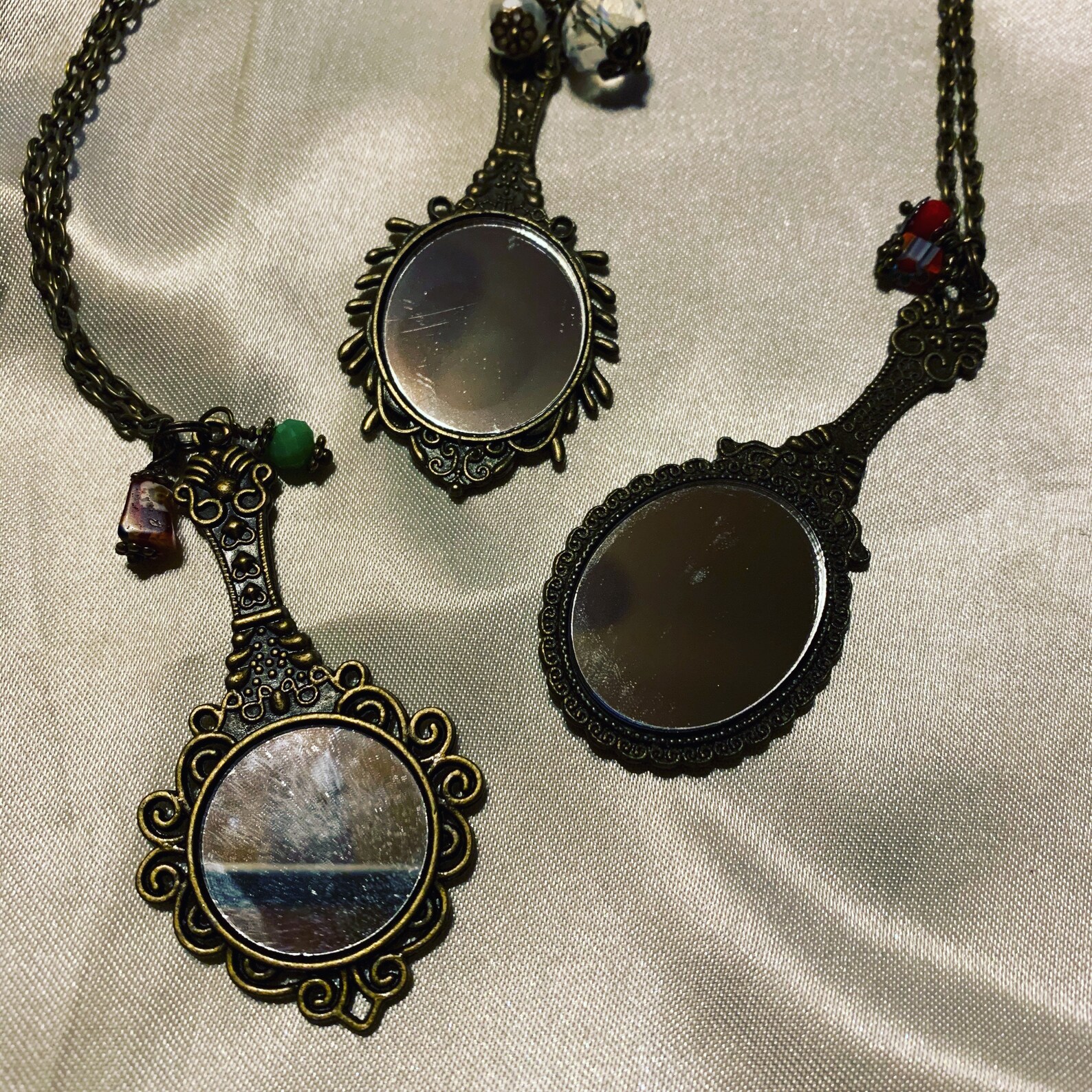 Mirror necklace vintage necklace Victorian necklace. Three | Etsy
