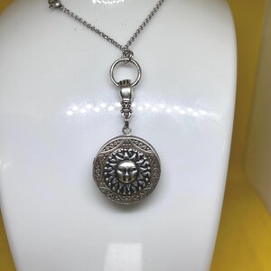 Sun Photo Locket, Gift for Her, Sun Lovers Necklace, Silver Tone ...