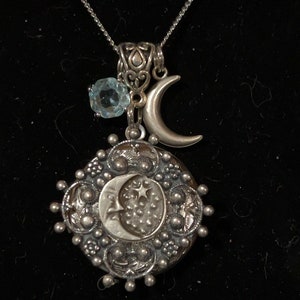 Photo Locket, Moon Necklace, Moon and Stars Locket, Memorial Locket ...