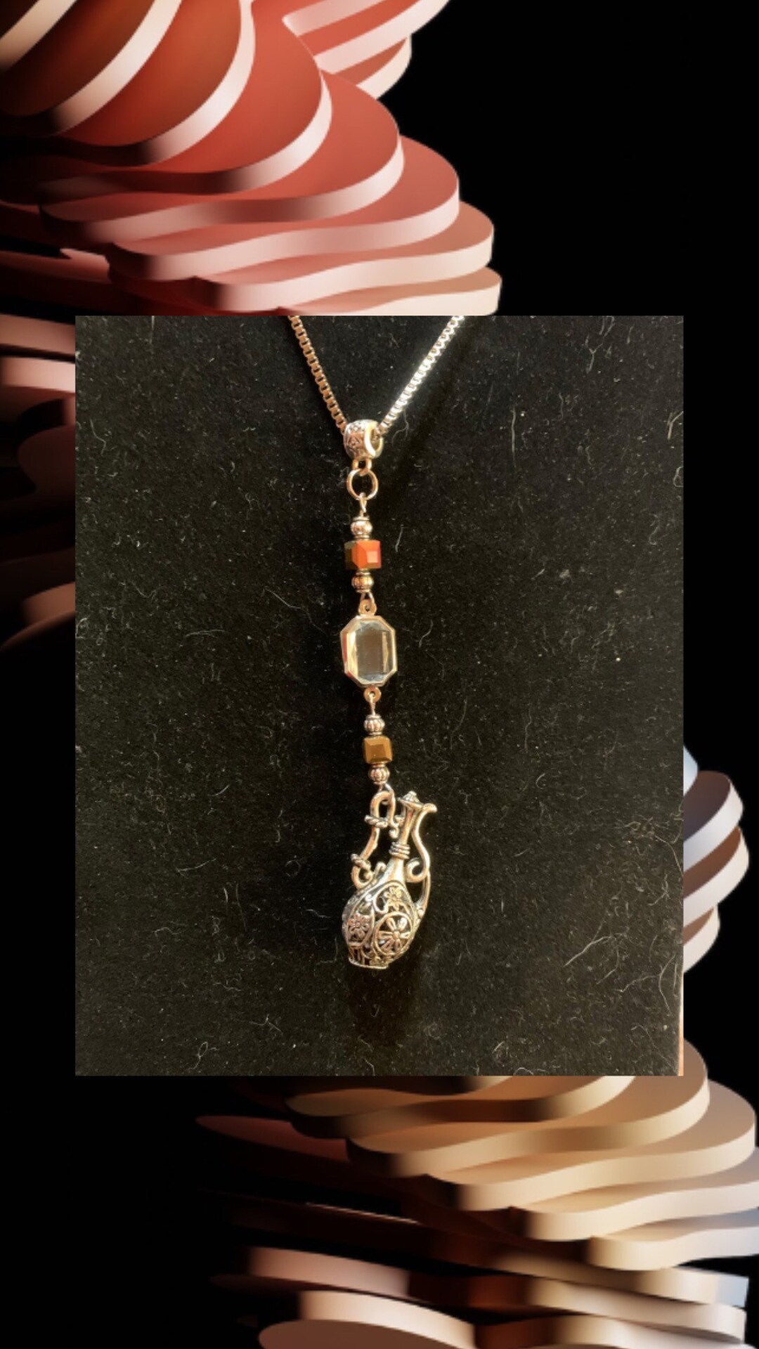 Genie in a Bottle, Filigree Pendant, AB Sparkly Faceted Bead, Magical ...