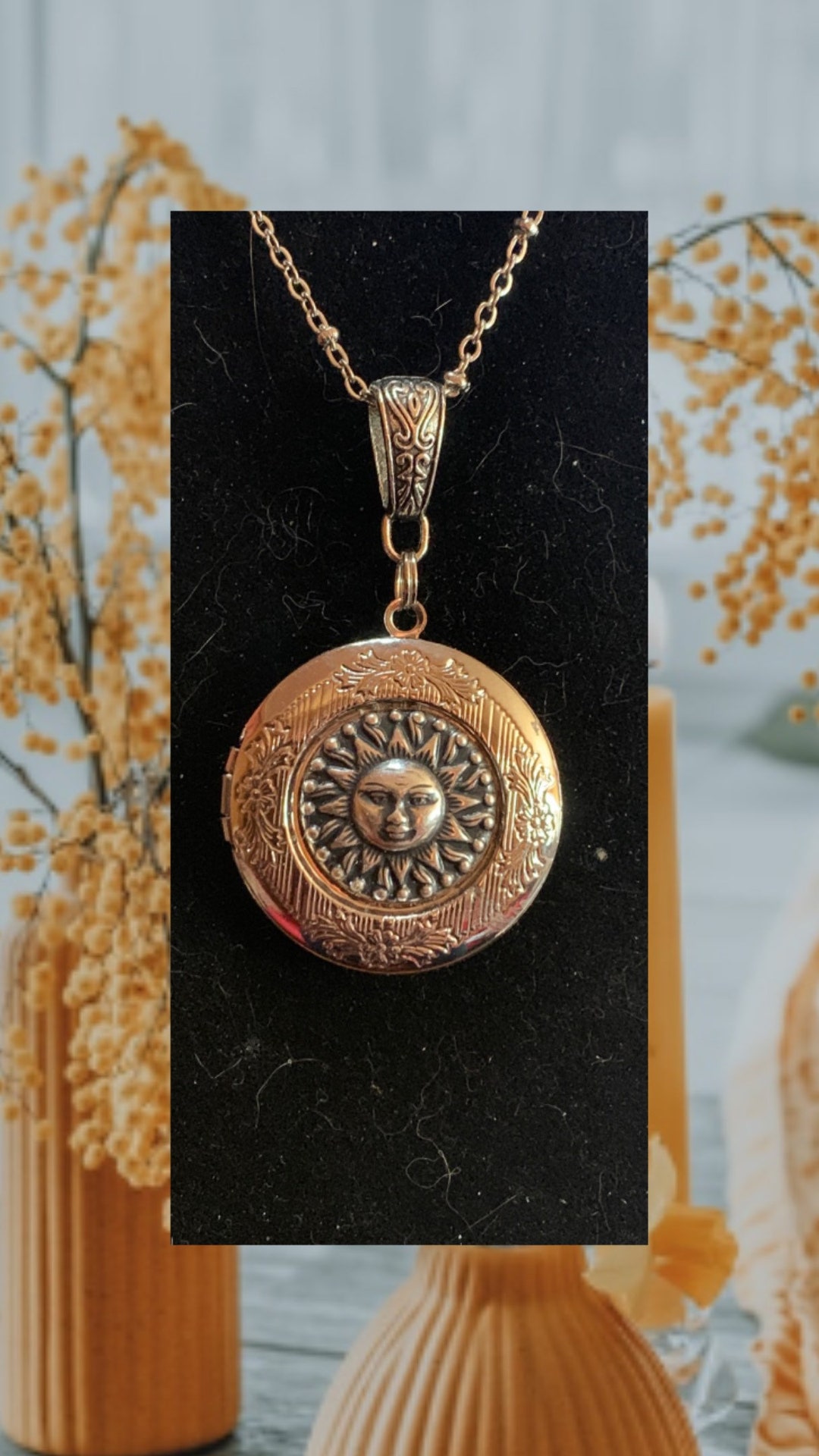 Silver Photo Locket, Sun Locket Necklace, Silver Tone, Gift for Her ...