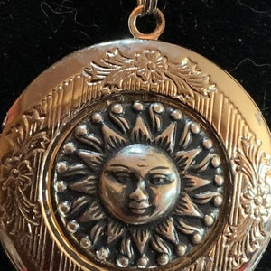 Silver Photo Locket, Sun Locket Necklace, Silver Tone, Gift for Her ...