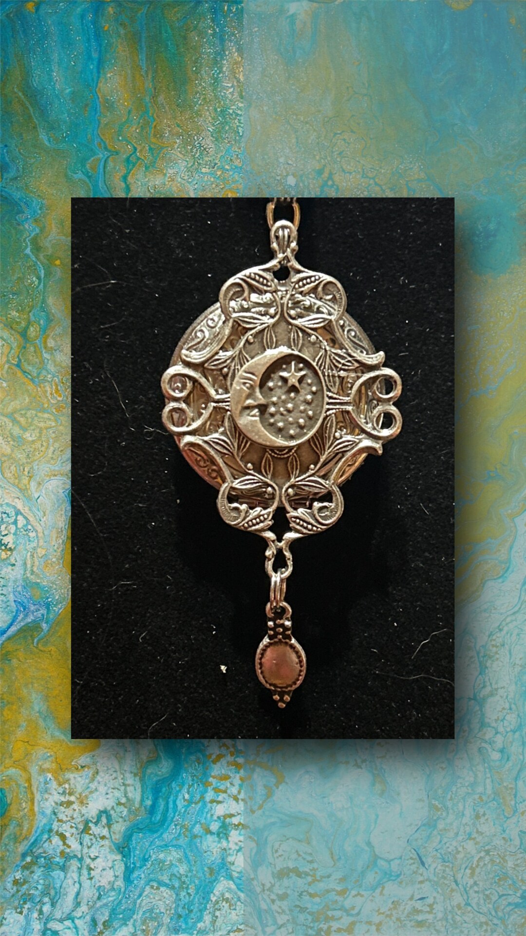 Photo Locket, Starry Sky Locket, Moon and Stars, Keepsake Locket, Gift ...