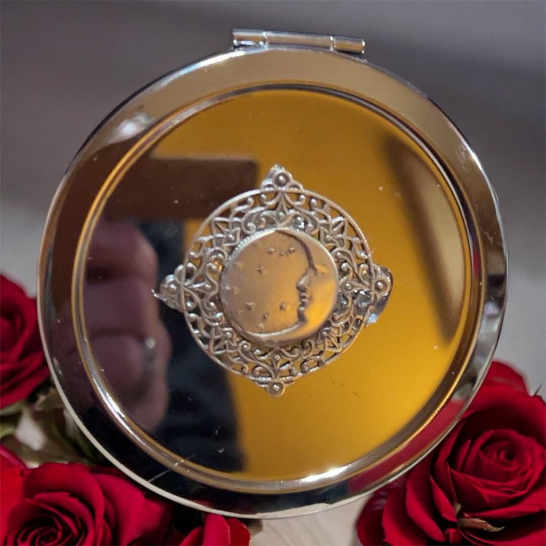 Crescent Moon Compact Mirror: Filigree Pocket Makeup Mirror - Etsy