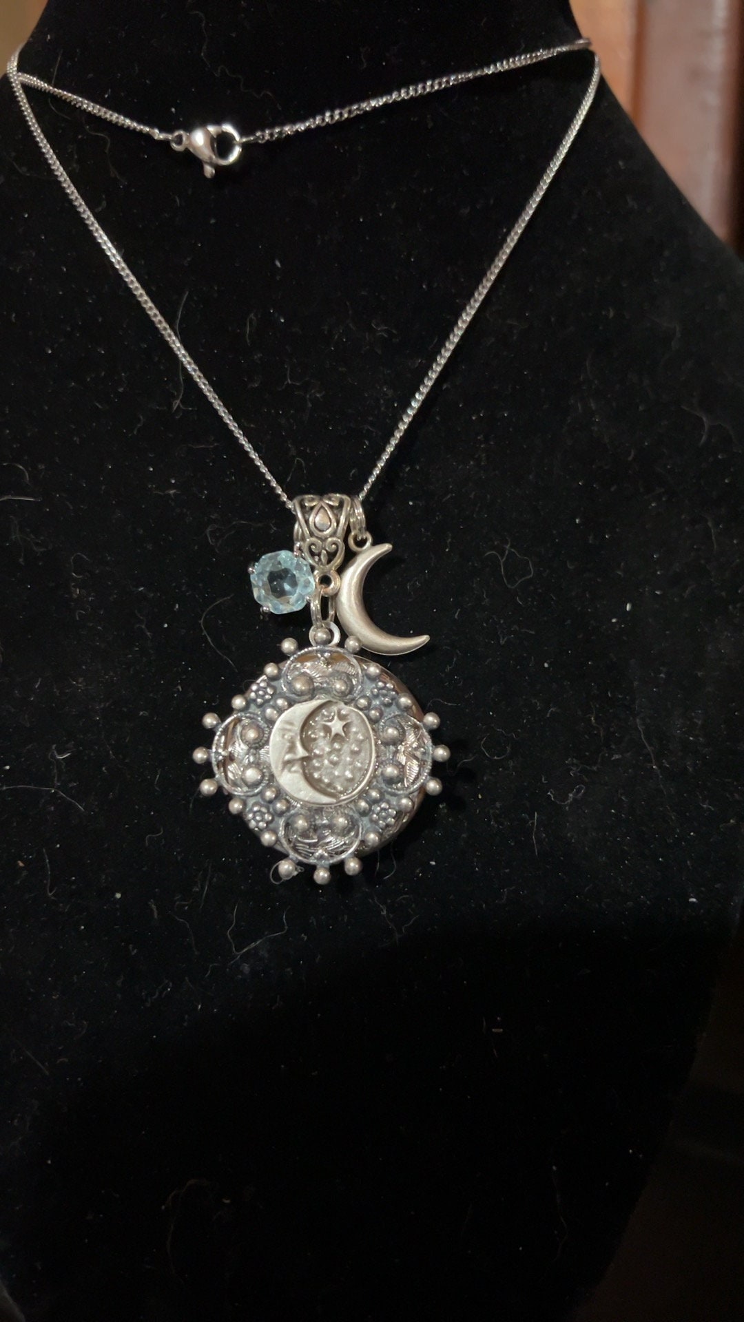 Photo Locket, Moon Necklace, Moon and Stars Locket, Memorial Locket ...