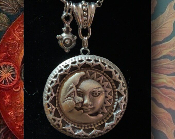 Photo Locket, Moon Necklace, Sun Locket, Memorial Locket, Gift for Her ...