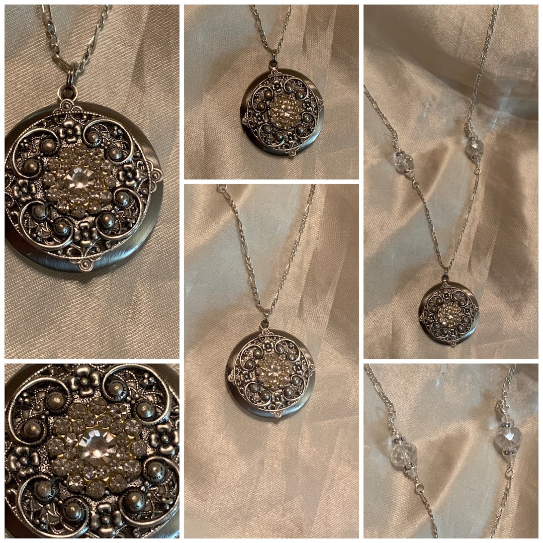 Photo Locket Filigree Locket Vintage Locket Rhinestone - Etsy