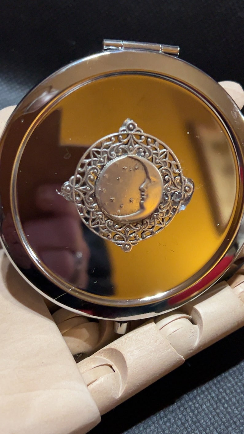 Crescent Moon Compact Mirror: Filigree Pocket Makeup Mirror - Etsy