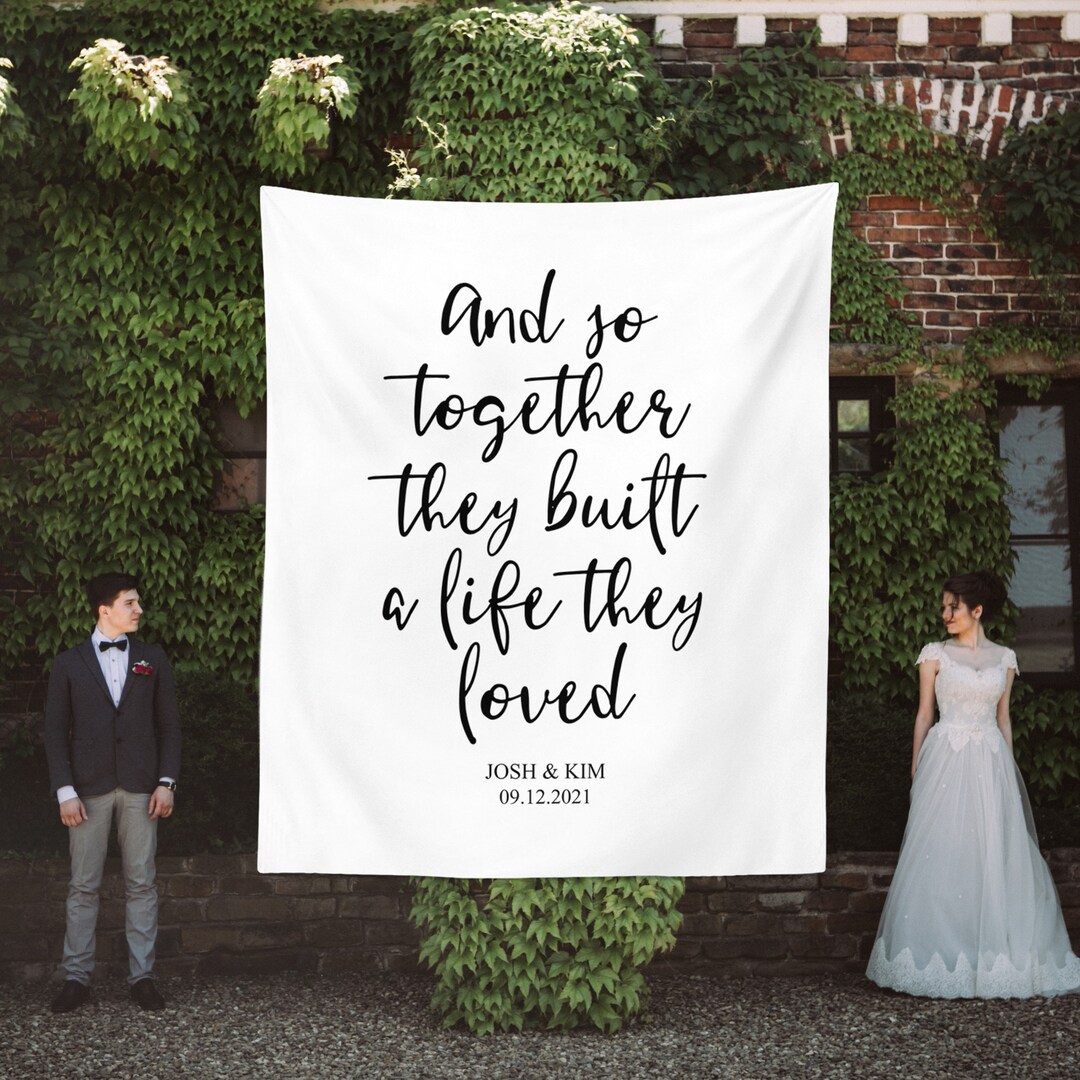 Personalized White Wedding Backdrop Tapestry With Quote and so - Etsy