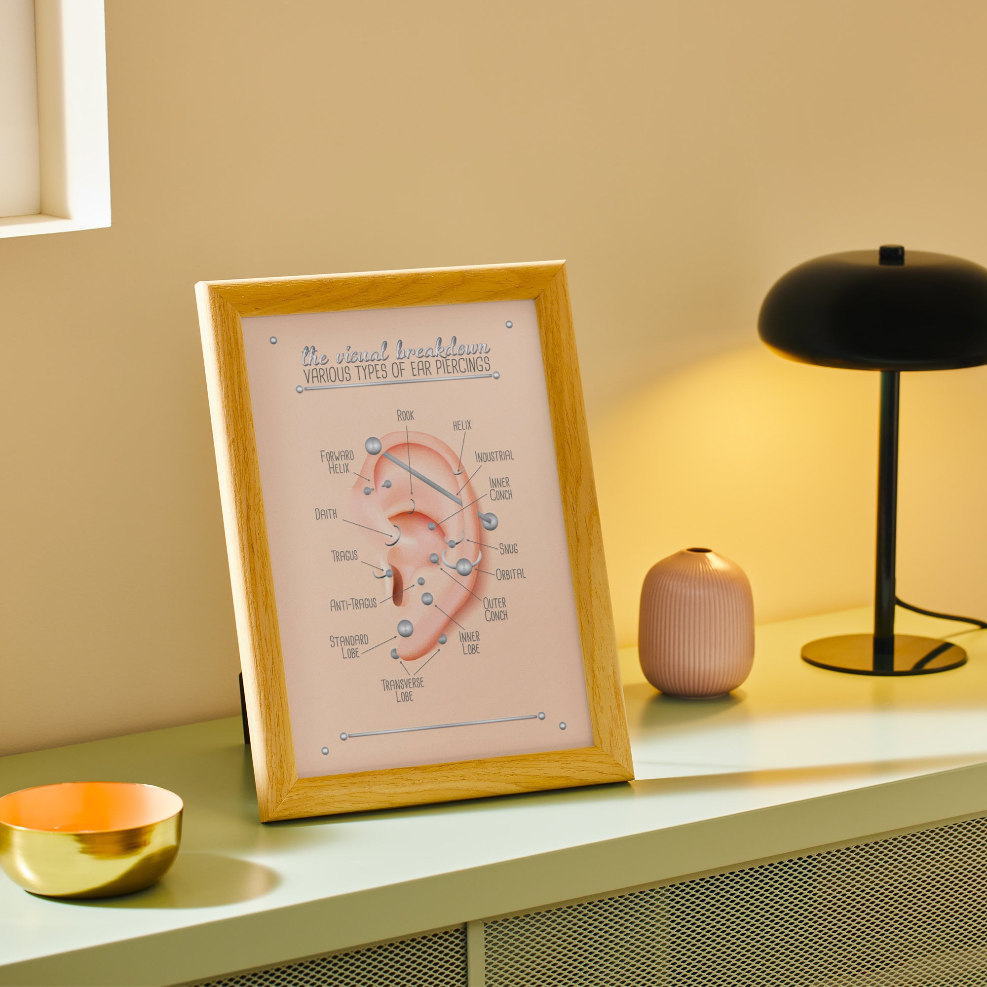 Ear Piercing Chart High Quality Art Print, the Original Professional ...