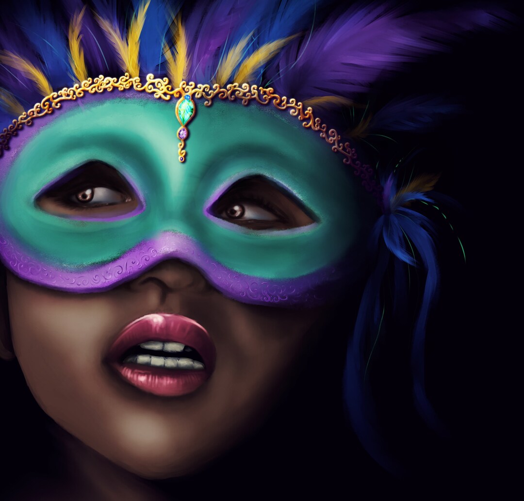 Beautiful Masked Woman Painting Print Masquerade Elegant Wall Art Sold ...
