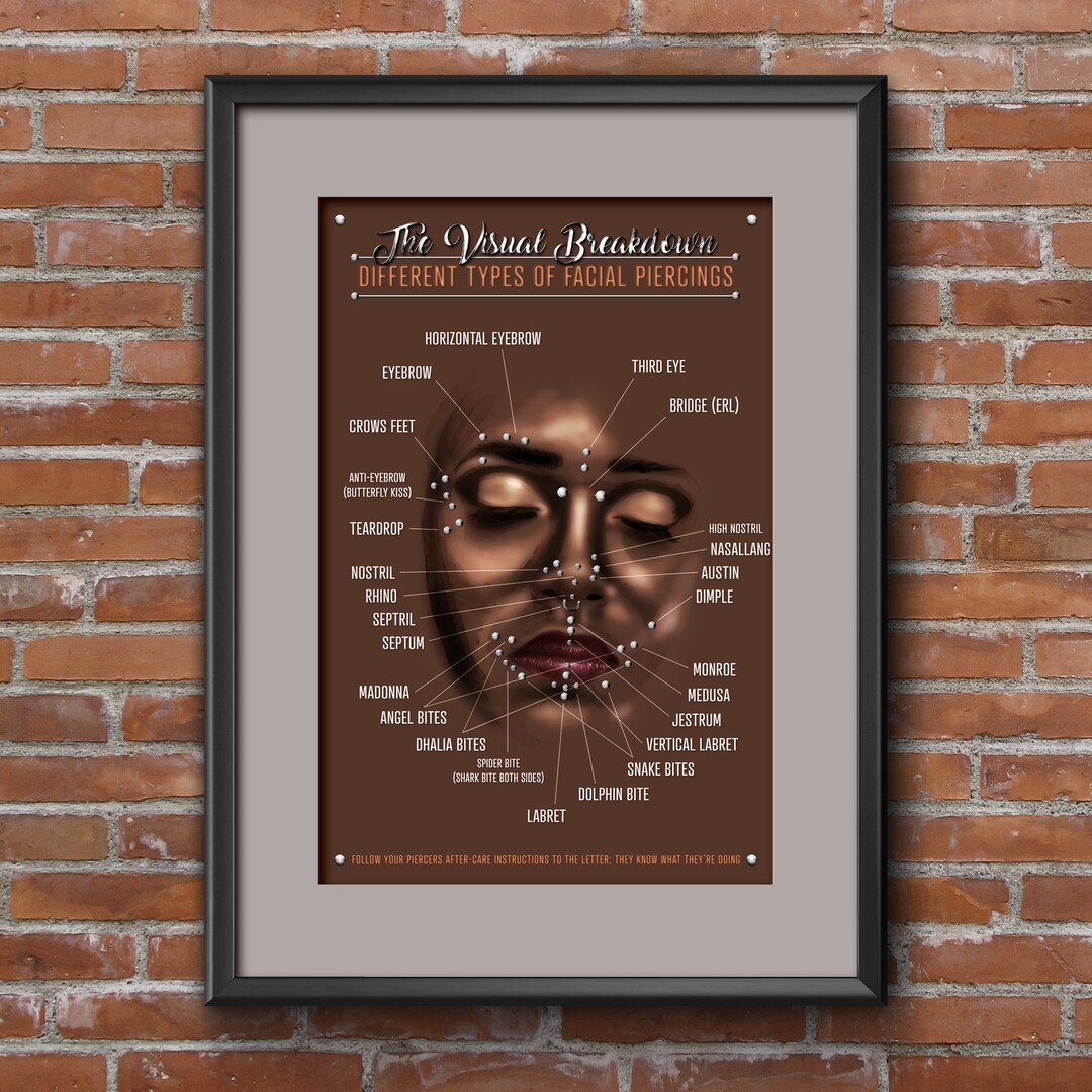 Facial Piercings Infographic Chart Poster Various Locations of - Etsy