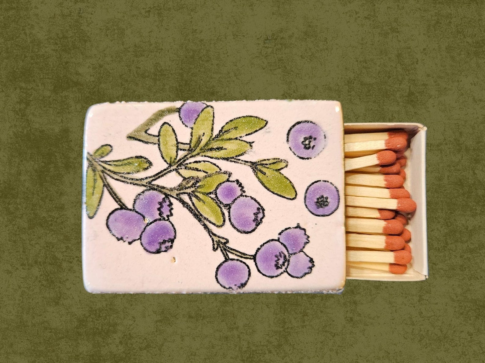Ceramic Matchbox Sleeve. Hand-painted "blueberry Hill" - Etsy