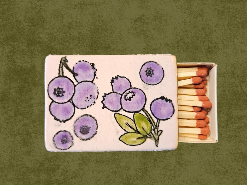 Ceramic Matchbox Sleeve. Hand-painted "blueberry Hill" - Etsy