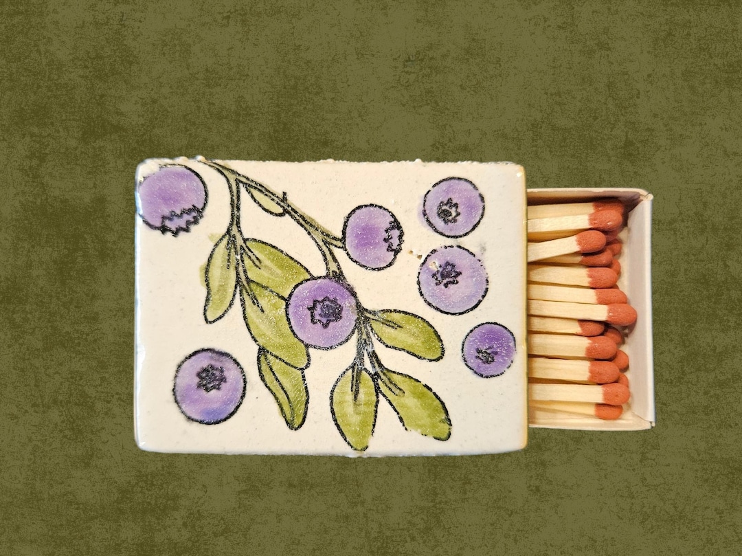Ceramic Matchbox Sleeve. Hand-painted "blueberry Hill" - Etsy