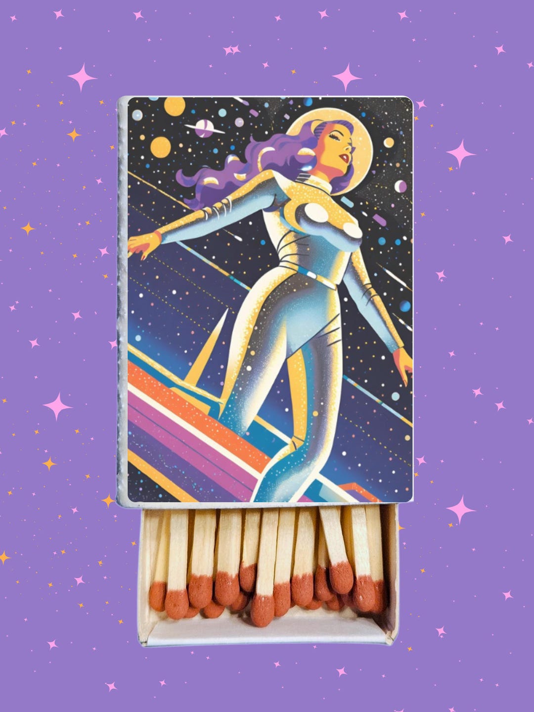 Handmade Ceramic Matchbox Sleeve: Retro-futuristic Woman Graphic - Etsy