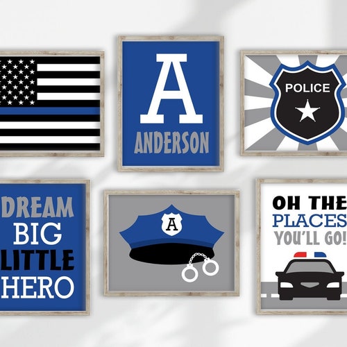 Police Nursery Wall Art Police Wall Decor Baby Boy Nursery - Etsy