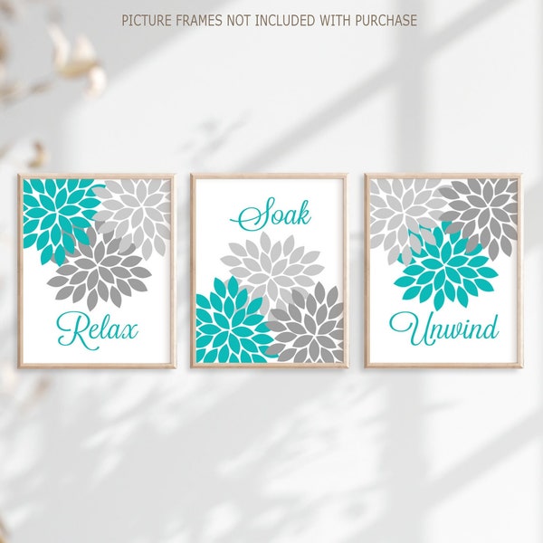 Turquoise Gray Art - Etsy