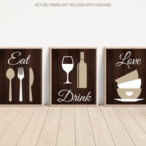 Eat Drink Love Kitchen Wall Art Eat Drink Love Prints or - Etsy