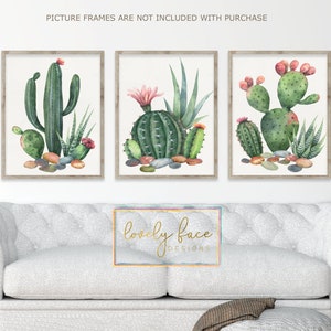 Watercolor Cactus Wall Art Watercolor Boho Living Room Art | Etsy