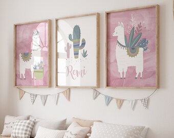 Llama and Cactus Set of 3 Art Prints Nursery Set Cactus - Etsy