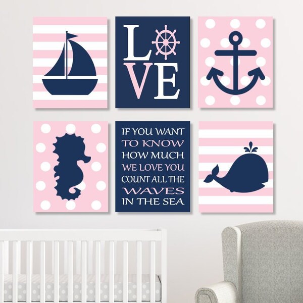 Pink Navy Nautical - Etsy