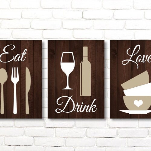 Eat Drink Love Kitchen Wall Art Eat Drink Love Prints or - Etsy