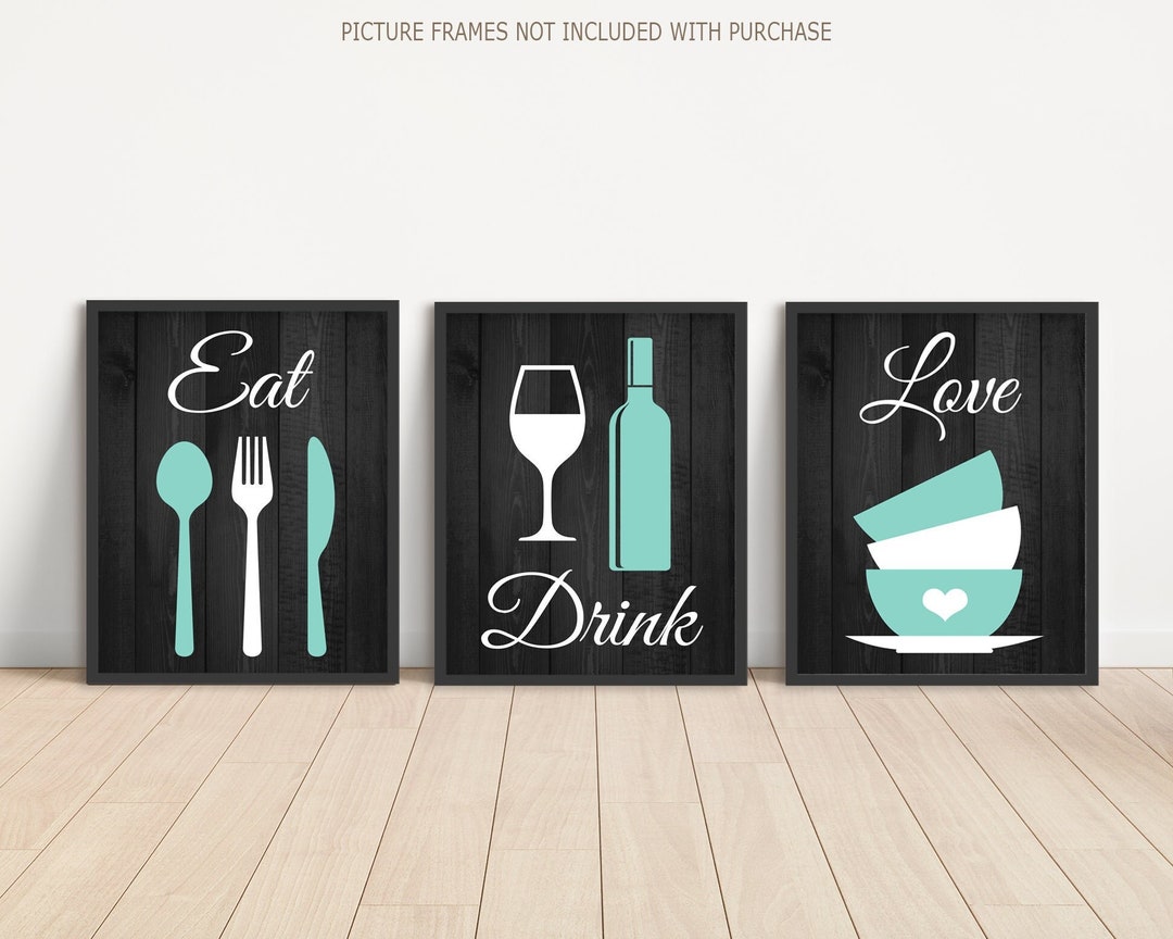 Eat Drink Love Kitchen Wall Art Eat Drink Love Prints or - Etsy