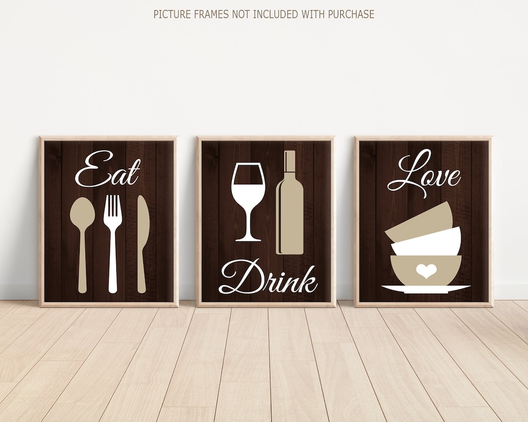 Eat Drink Love Kitchen Wall Art Eat Drink Love Prints or - Etsy