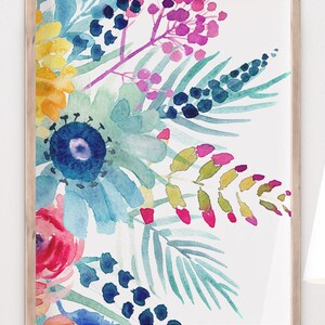 Watercolor Floral Wall Art, Watercolor Flower Art, Watercolor Decor ...