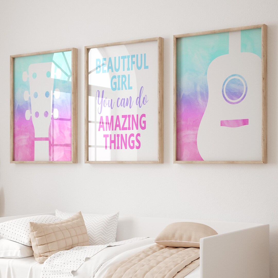 Music Wall Art, Guitar Prints for Girls Bedroom, Country Music, Guitar ...