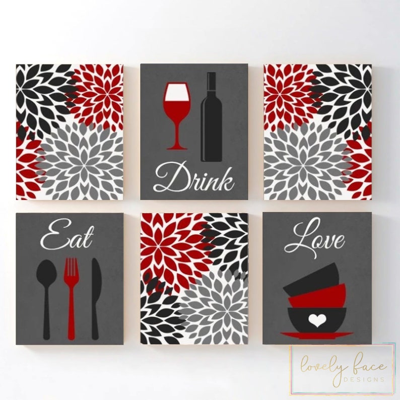 Eat Drink Love Kitchen Wall Art Eat Drink Love Prints or | Etsy