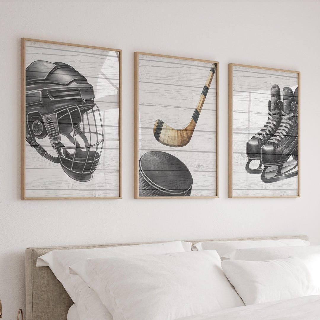 Ice Hockey Wall Art, Framed Hockey Prints, Distressed Hockey Decor ...