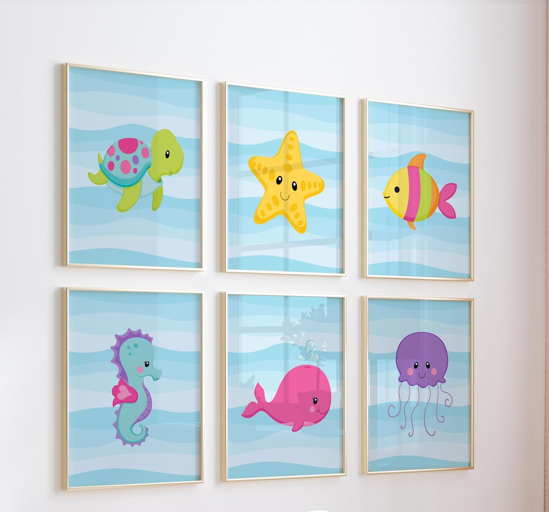 Sea Animals Printable, Under the Sea Nursery Prints, Girl Nursery Art ...