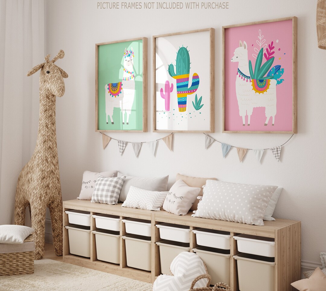 Llama Nursery Wall Decor, Llama Girl Bedroom Wall Art, Llama Prints or ...