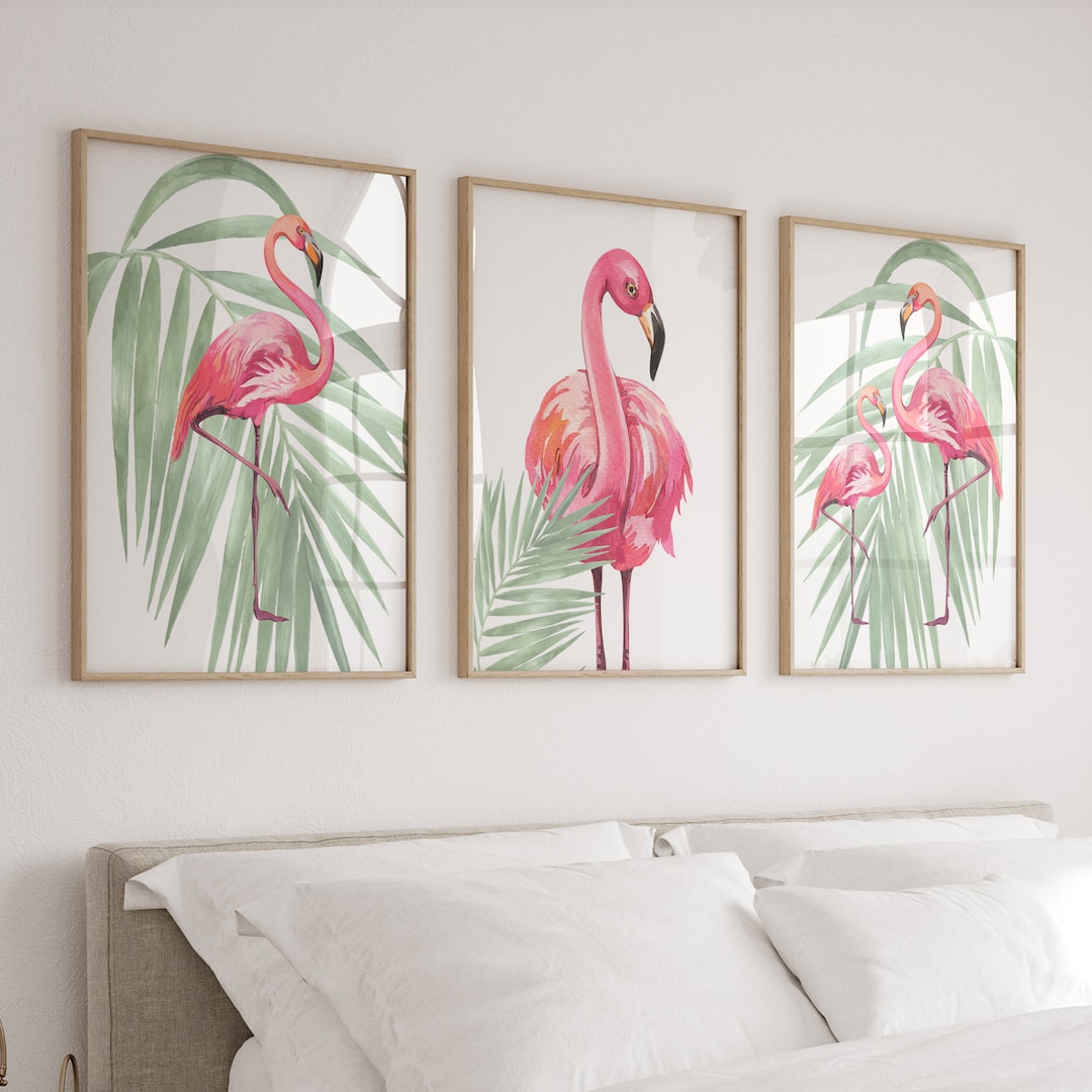Flamingo Wall Art Prints, Flamingo Dorm Decor, Flamingo Print Set of 3 ...