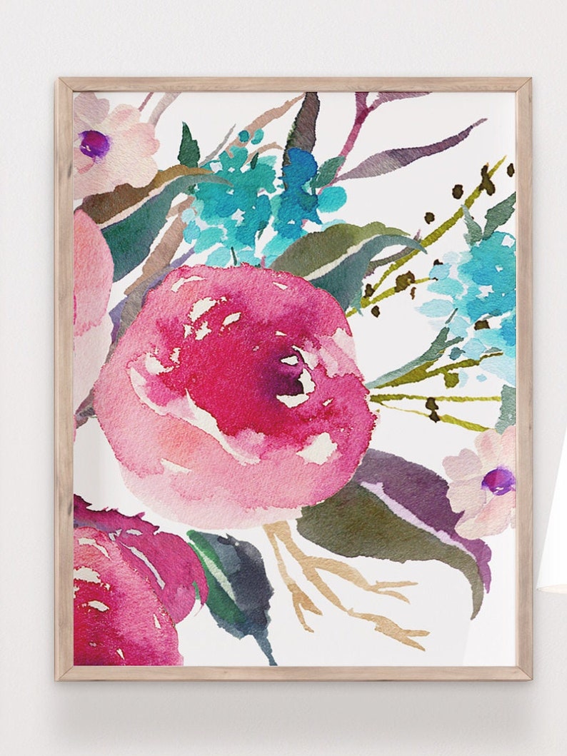 Watercolor Floral Wall Art Watercolor Flower Art Watercolor - Etsy