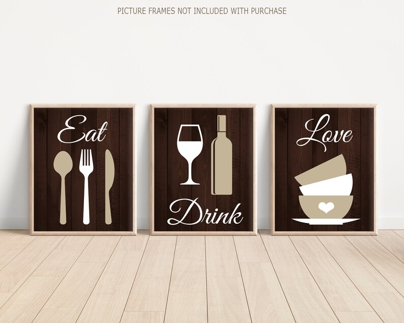 Eat Drink Love Kitchen Wall Art Eat Drink Love Prints or - Etsy