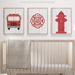 Fire Truck Nursery Art, Distressed Fire Truck Prints or Canvas for Boys ...