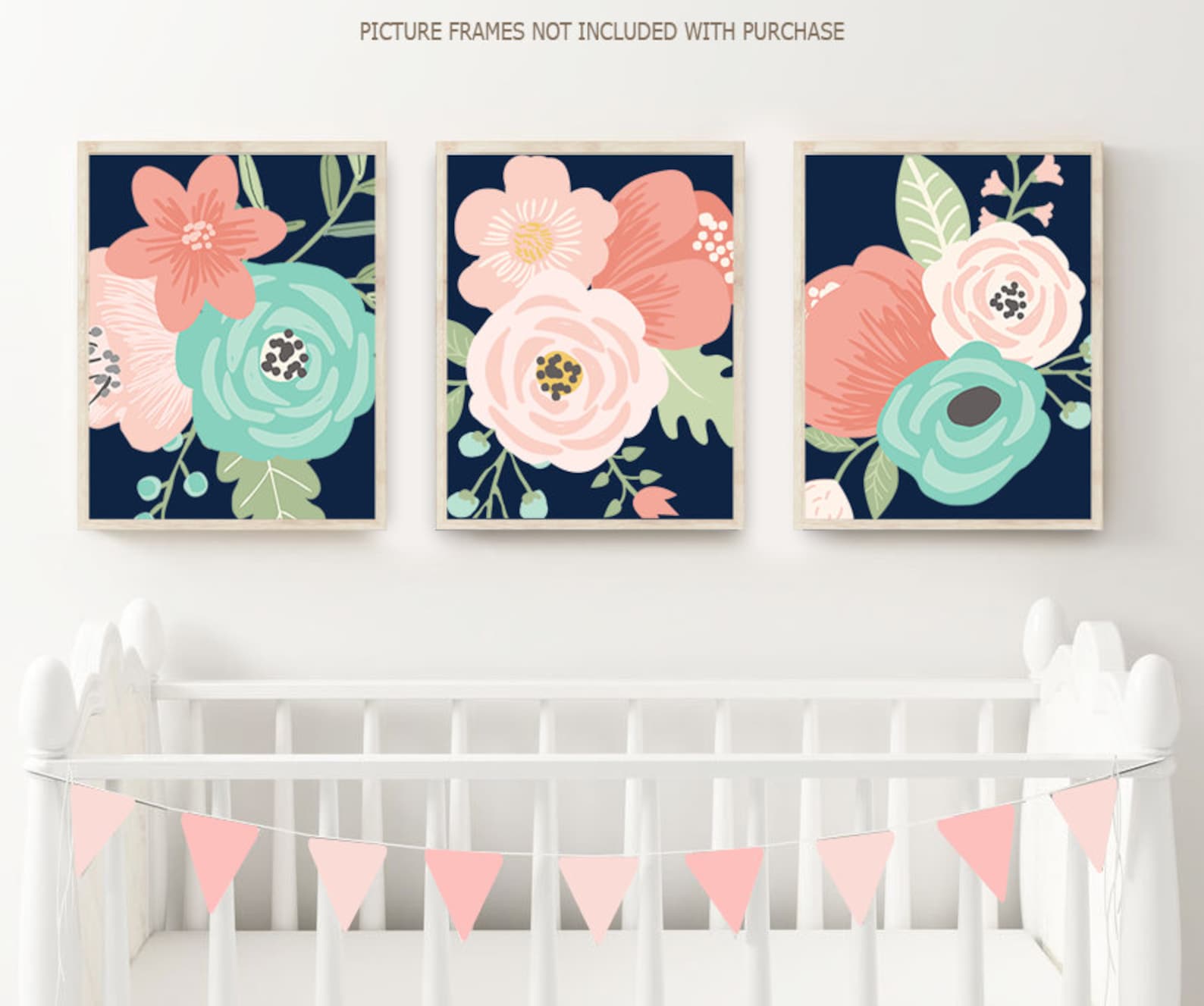 Flower Nursery Wall Art Girl Nursery Prints or Canvas Mint - Etsy