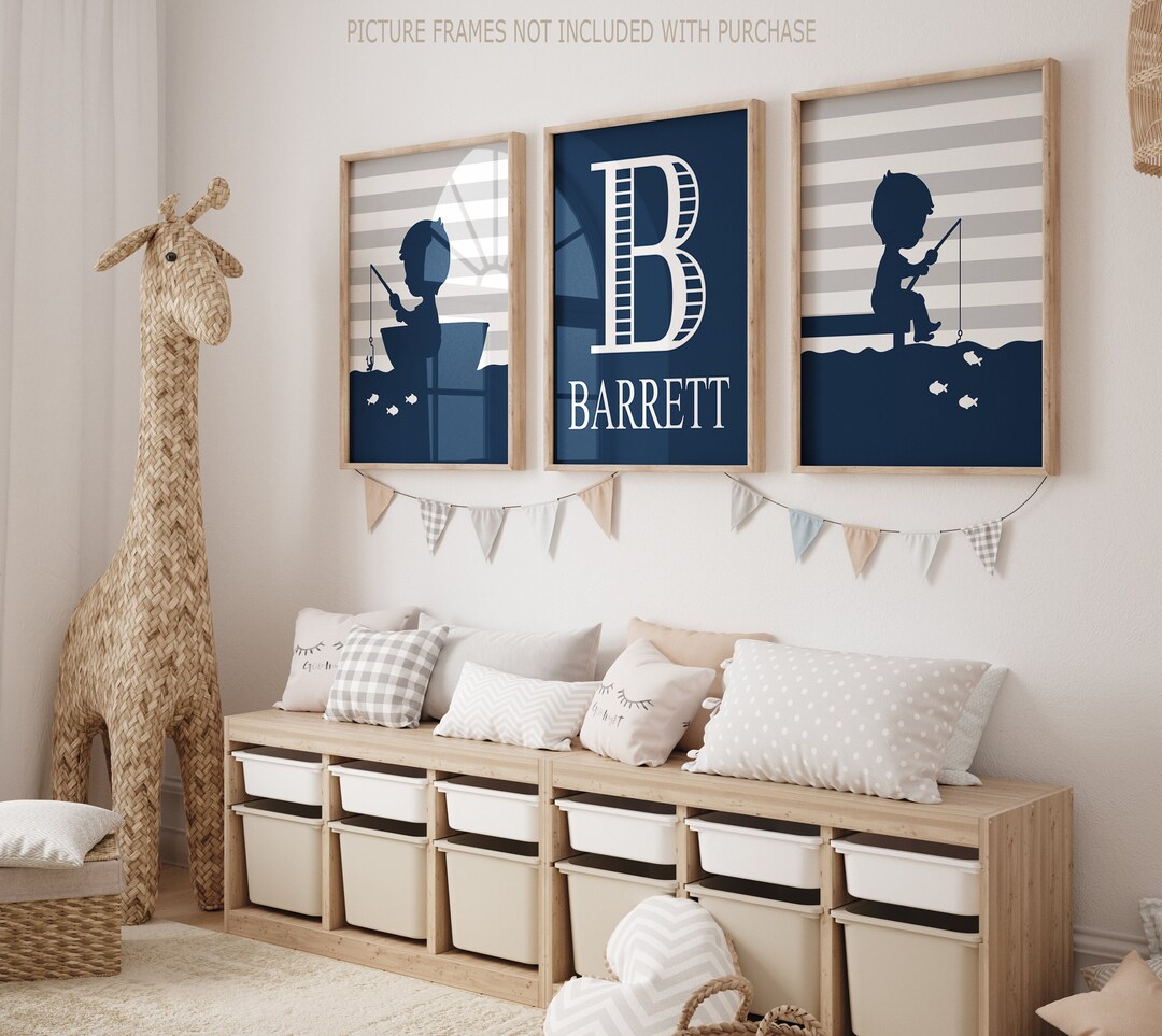 Fishing Nursery Prints or Canvas, Boy Fish Nursery Decor, Navy Nursery ...
