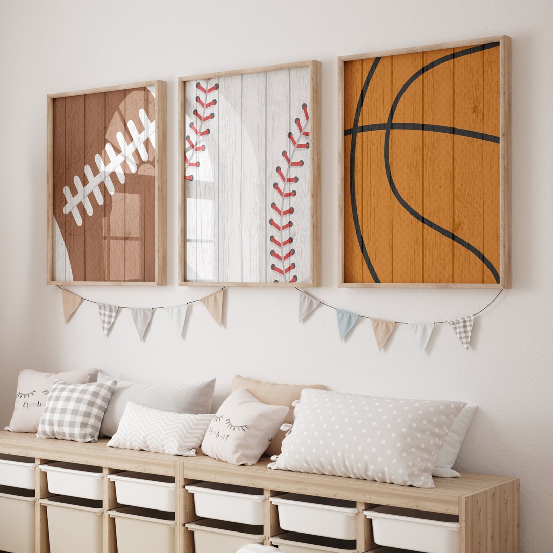 Sports Room Art, Boy Sports Bedroom, Sports Wall Prints or Canvas Set ...