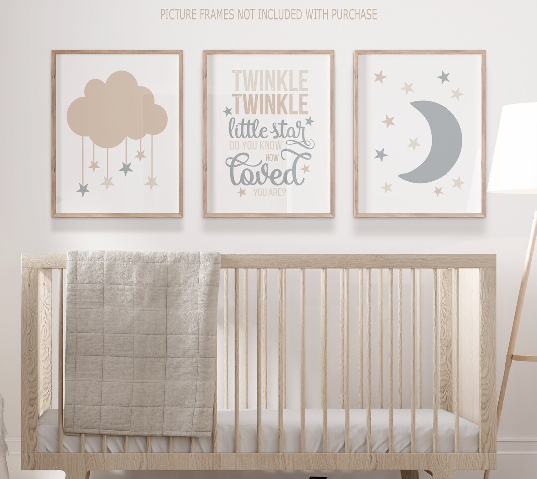 Neutral Cloud Moon Twinkle Twinkle Little Star Printable Nursery Art ...