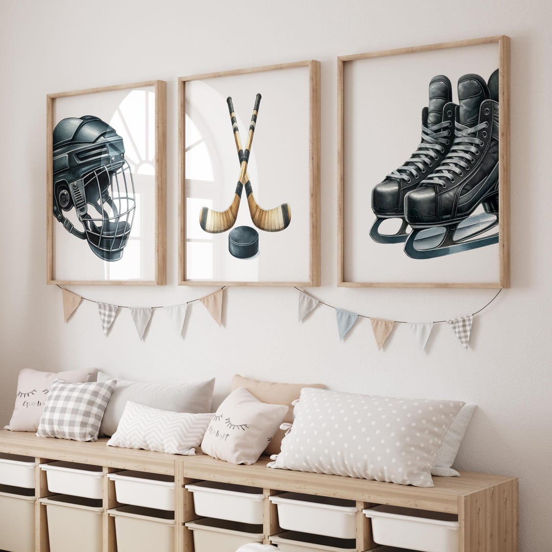 Ice Hockey Wall Art, Framed Hockey Prints, Hockey Decor Boys Bedroom ...