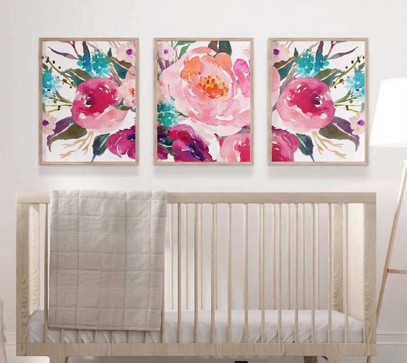 Watercolor Floral Wall Art Watercolor Flower Art Watercolor - Etsy