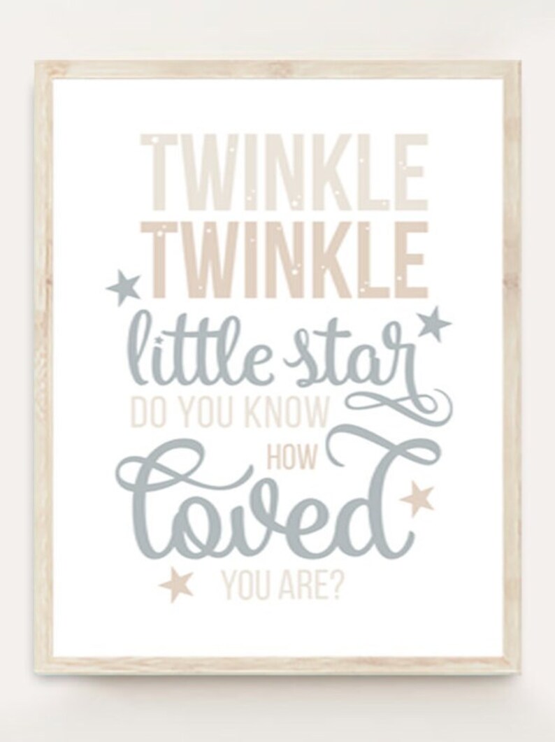 Neutral Cloud Moon Twinkle Twinkle Little Star Set of 3 Prints - Etsy