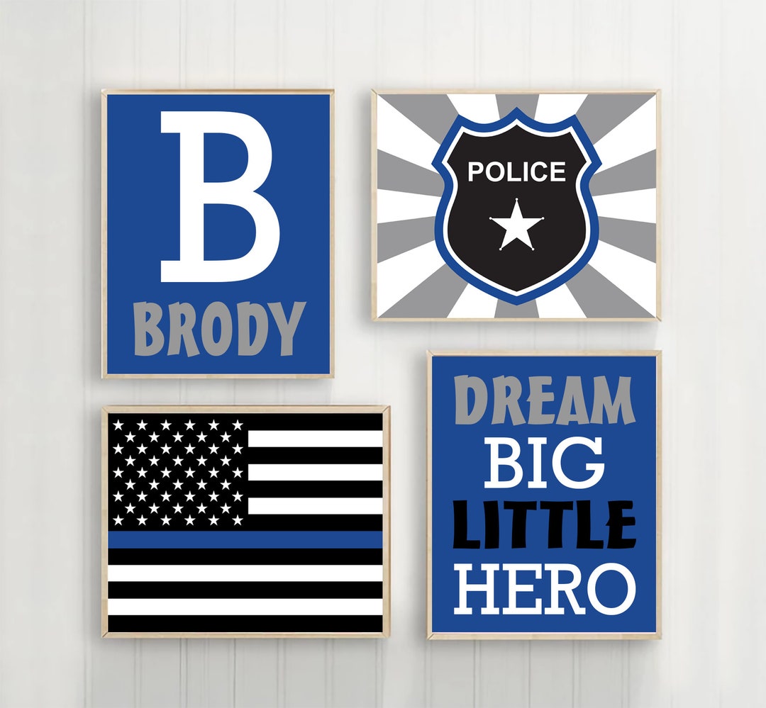 Boys Police Nursery Wall Art, Police Boys Room Wall Decor, Baby Boy ...